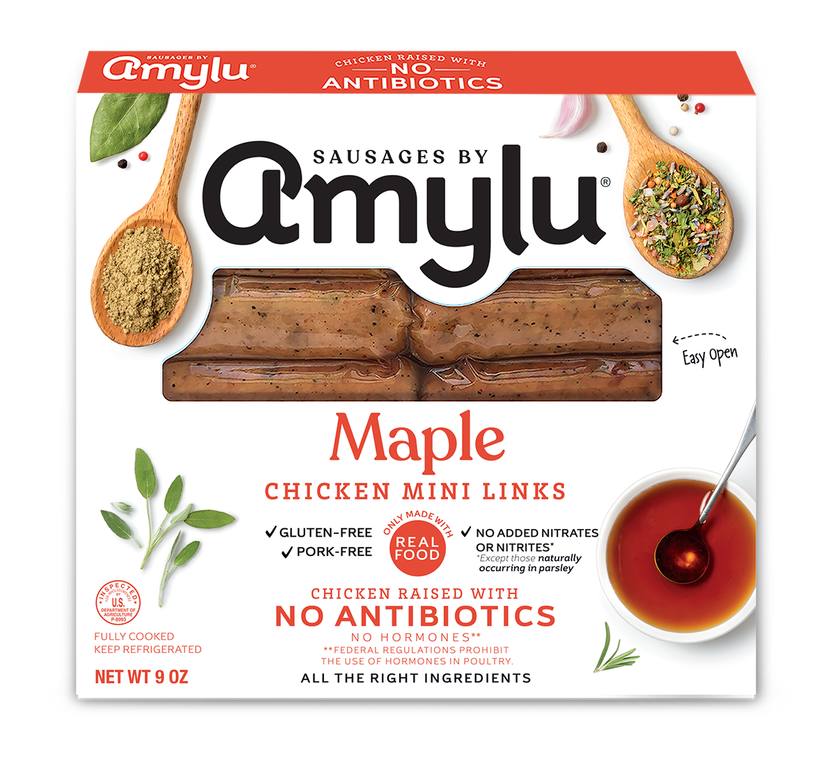 Maple Mini Chicken Sausage Links - Amylu Foods